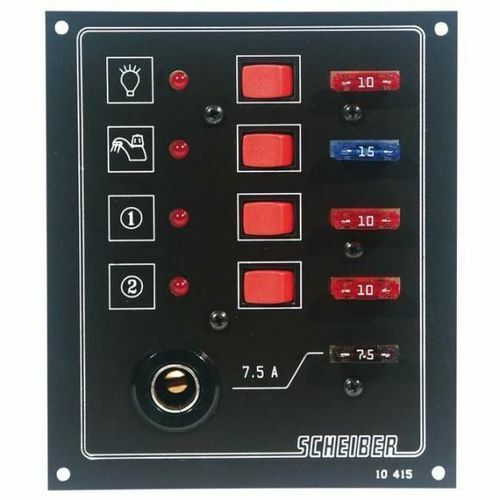 Panneaux à fusibles plats 4 circuits + prise 12 Volts Scheiber